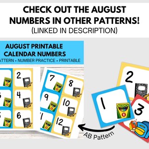 August Calendar Numbers in ABC Pattern - Etsy