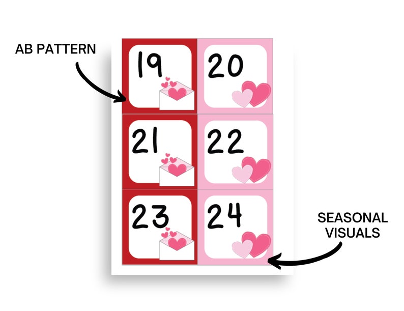 February Calendar Numbers in AB Pattern - Etsy