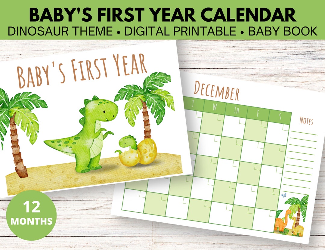 Dinosaur Baby's First Year Calendar Printable - Etsy