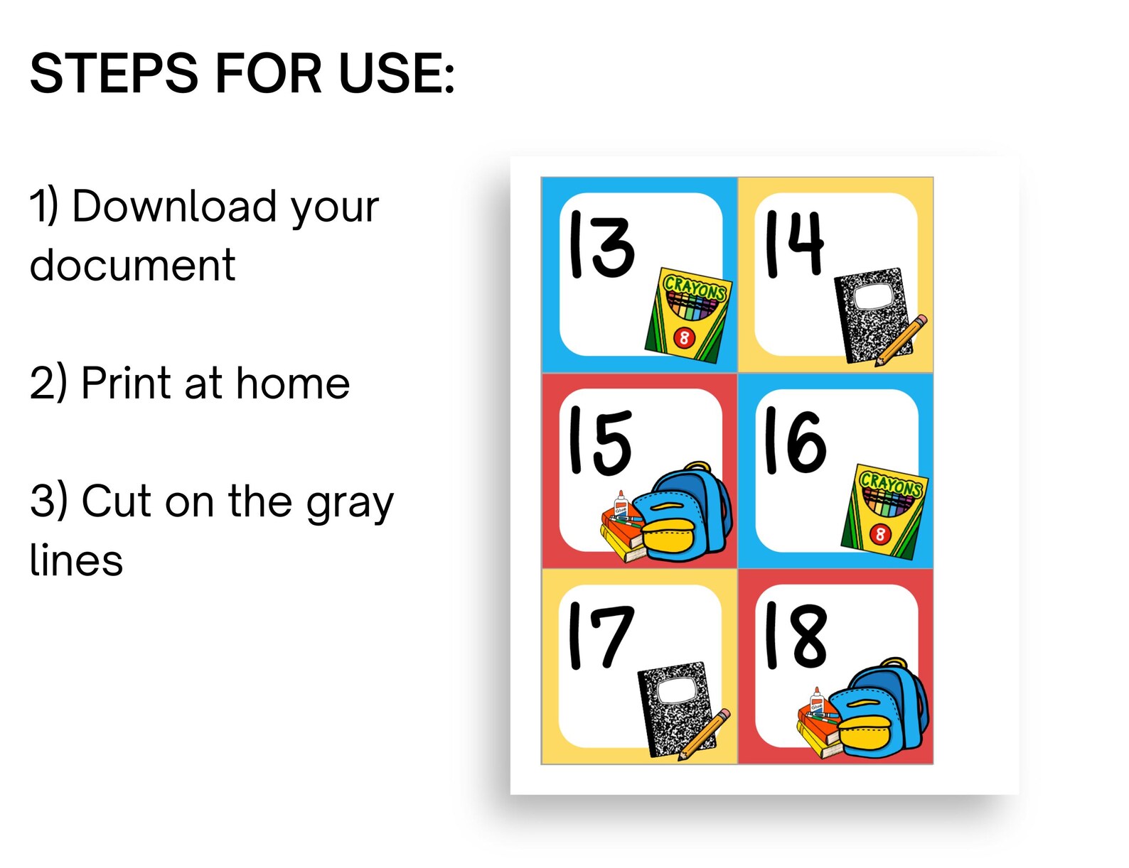 August Calendar Numbers in ABC Pattern - Etsy