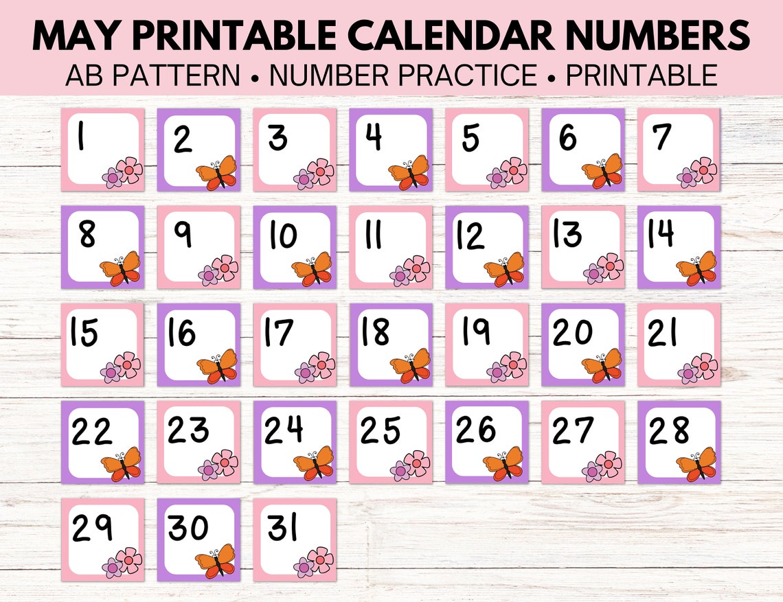 May Calendar Numbers in AB Pattern | Etsy