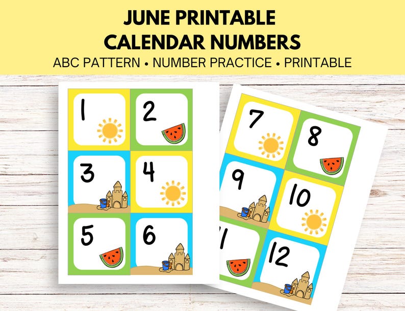 June Calendar Numbers in ABC Pattern - Etsy
