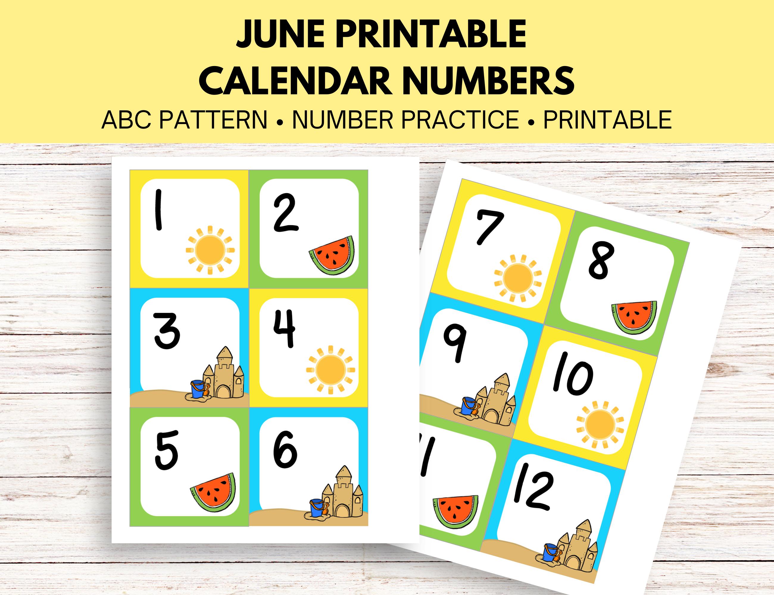June Calendar Numbers in ABC Pattern - Etsy