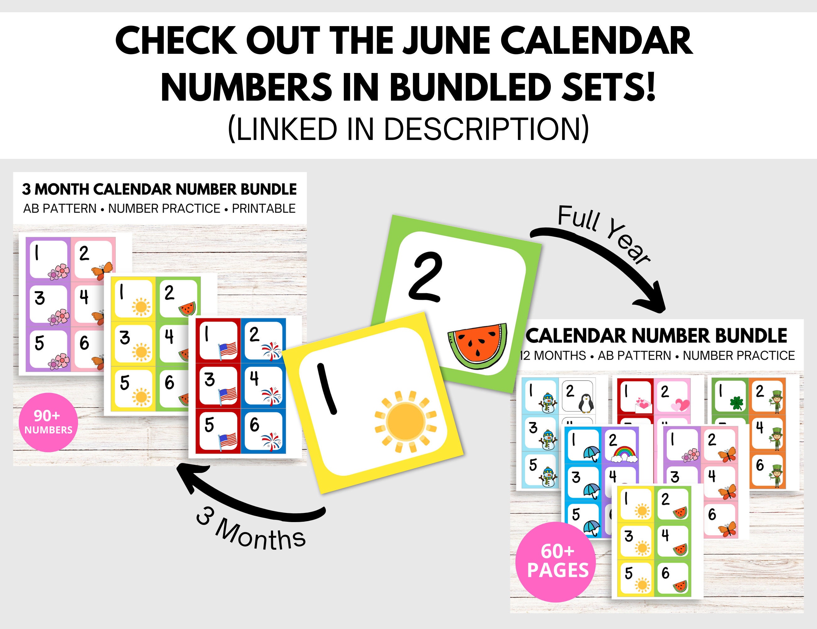 June Calendar Numbers in AB Pattern - Etsy