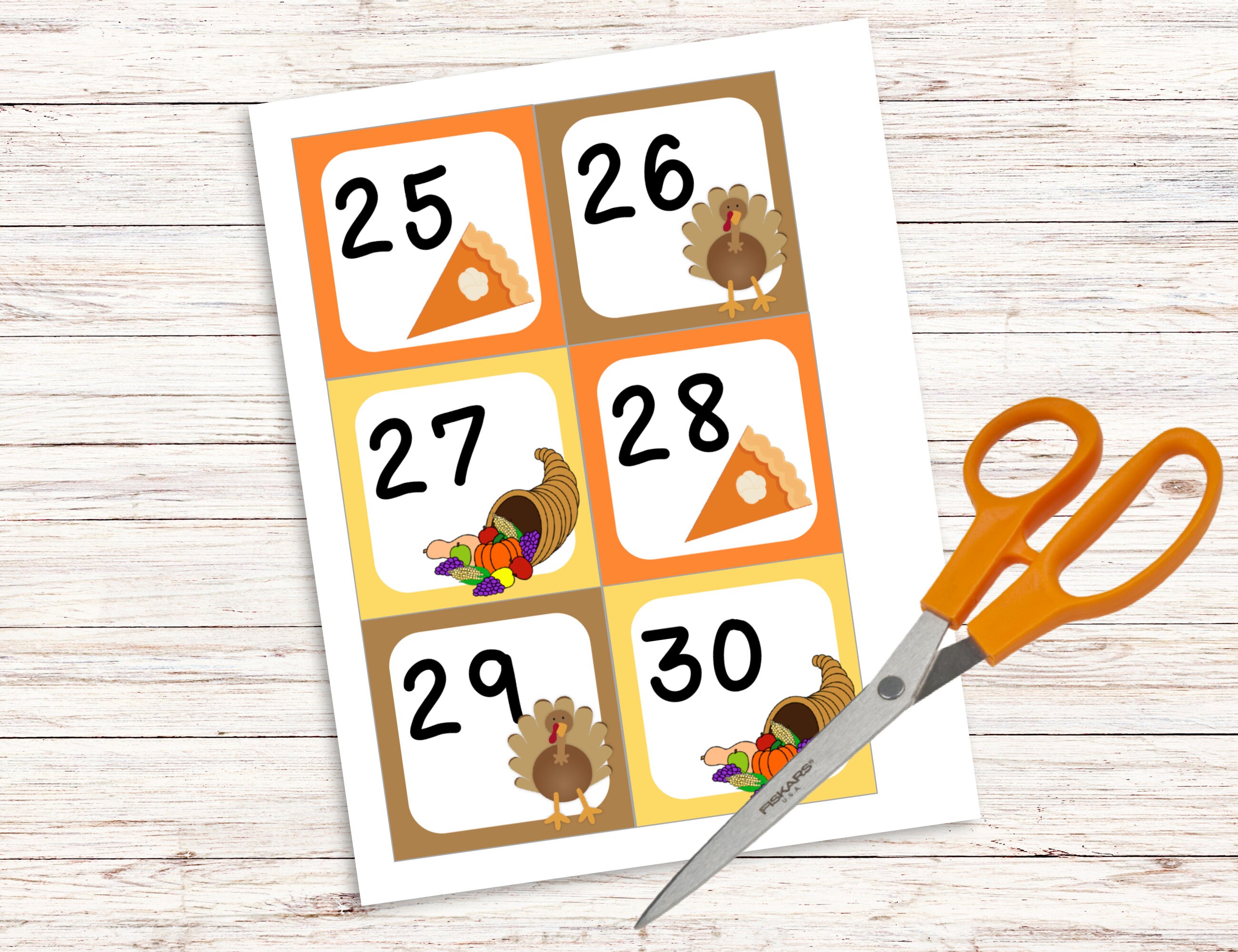 November Calendar Numbers in ABC Pattern - Etsy