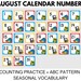 August Calendar Numbers in ABC Pattern - Etsy