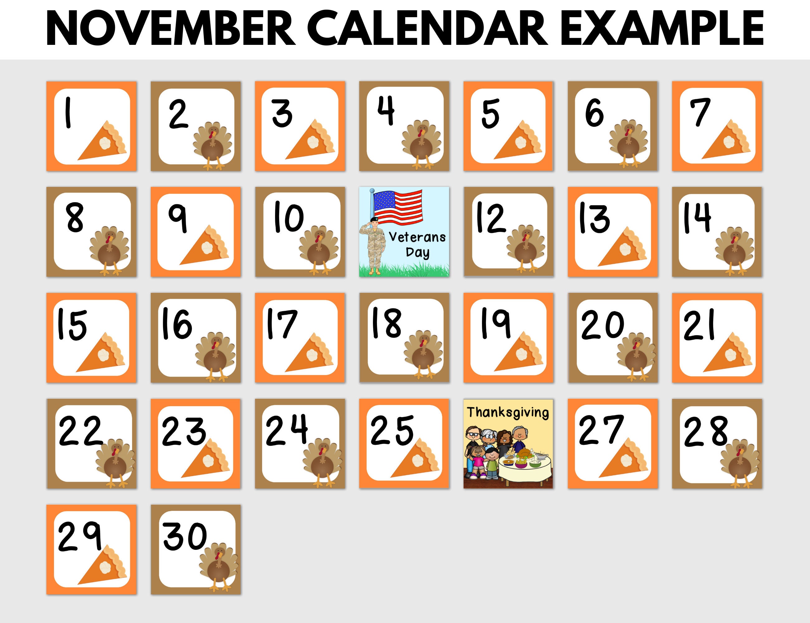 12 Month Calendar Numbers & Holidays BUNDLE Printable AB Pattern Full ...