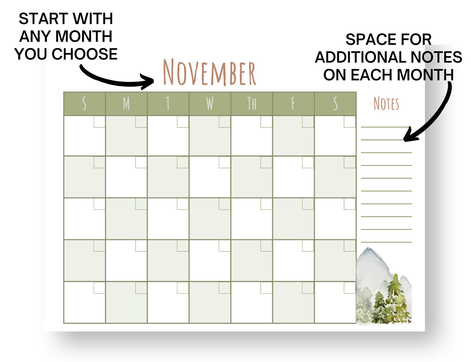 Baby's First Year Calendar Printable (camping Woodland Animals) - Etsy