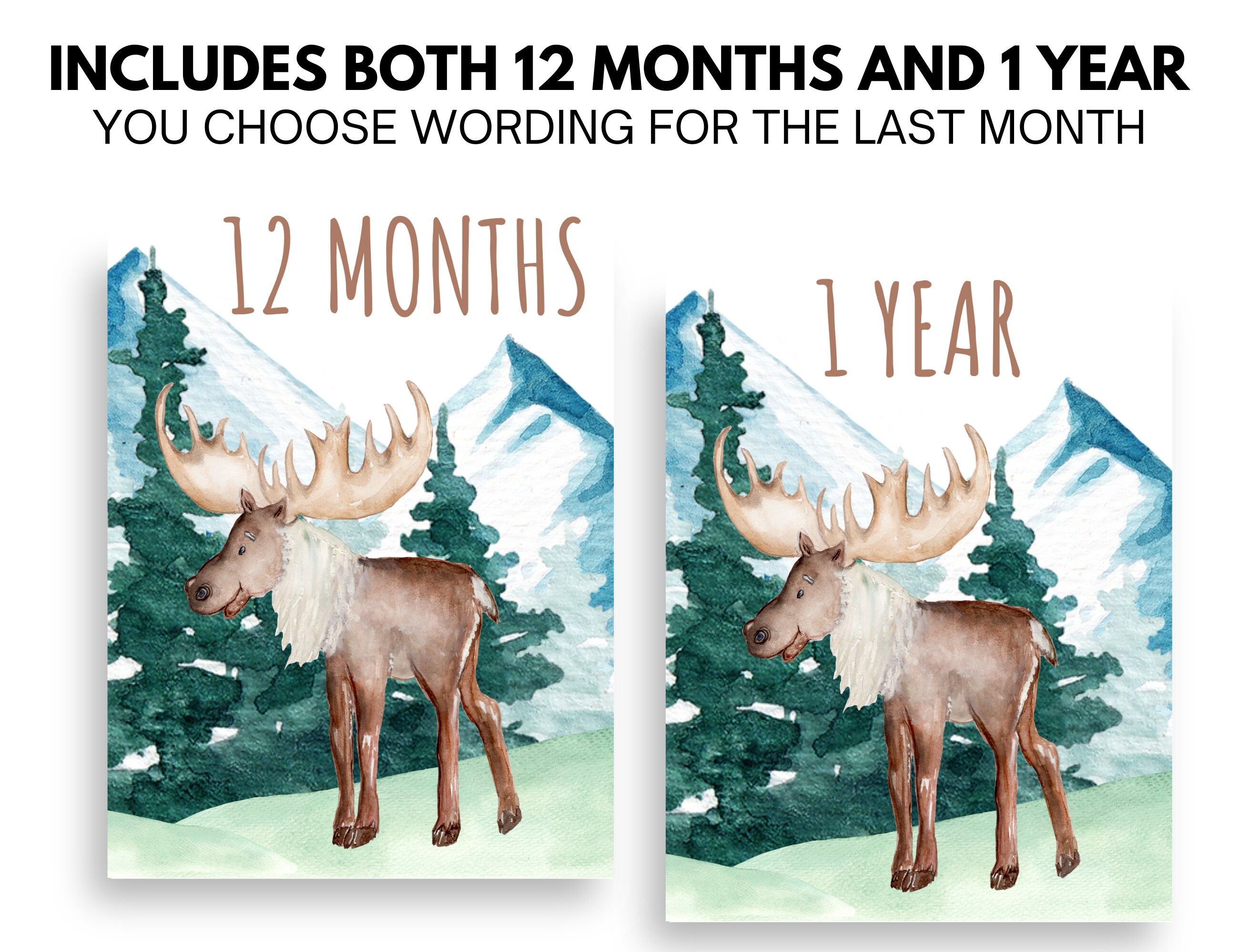 Baby Monthly Milestone Digital Printable Cards (mountain Animals) - Etsy