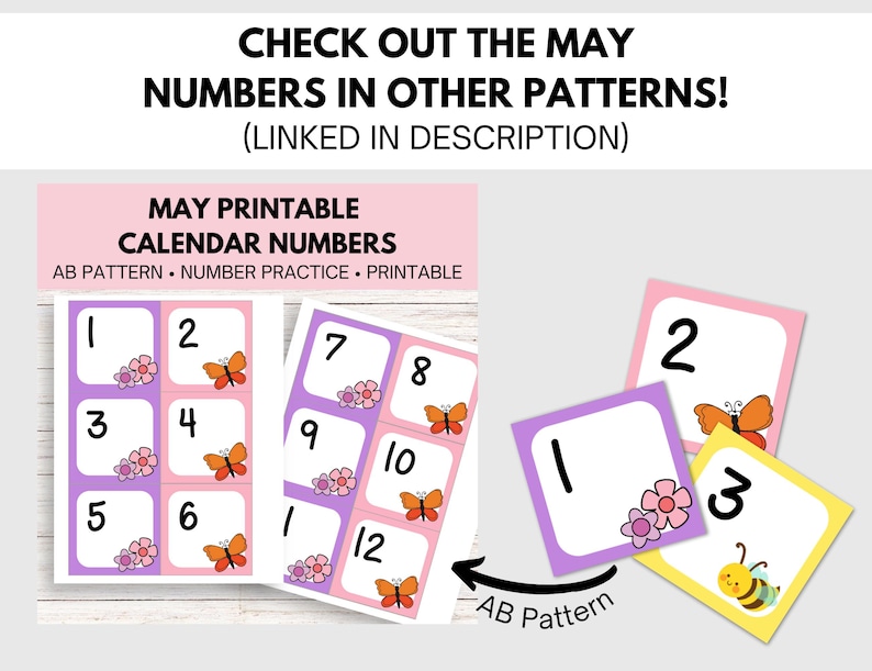 May Calendar Numbers in ABC Pattern - Etsy