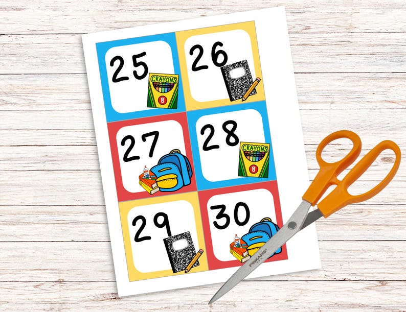 August Calendar Numbers in ABC Pattern - Etsy