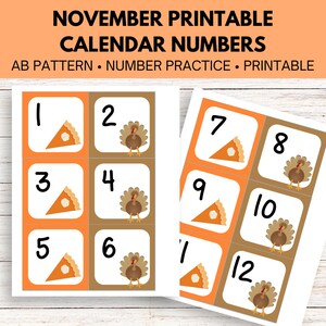 November Calendar Numbers in AB Pattern - Etsy
