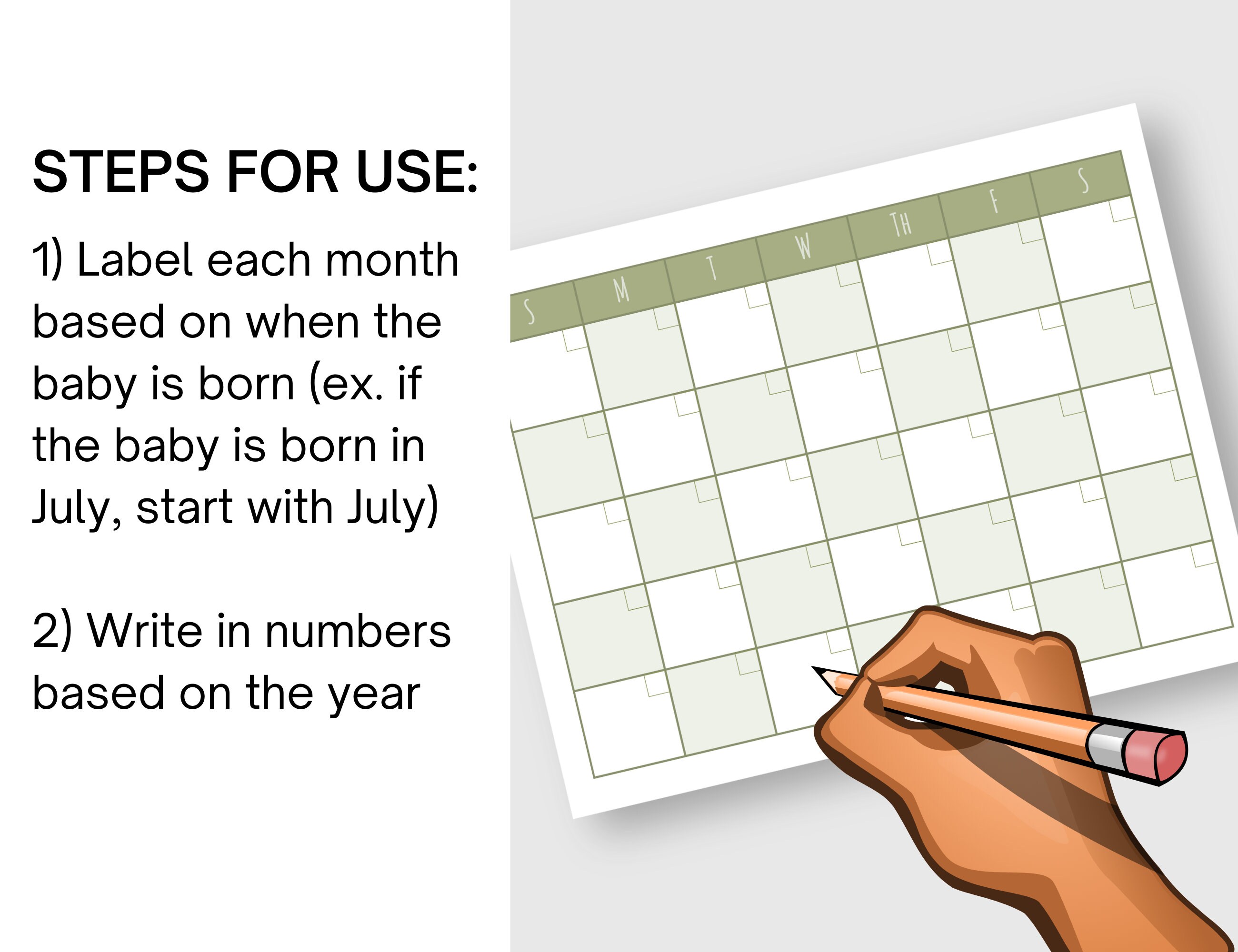 PRINTED Baby's First Year Calendar (camping Woodland Animals) - Etsy