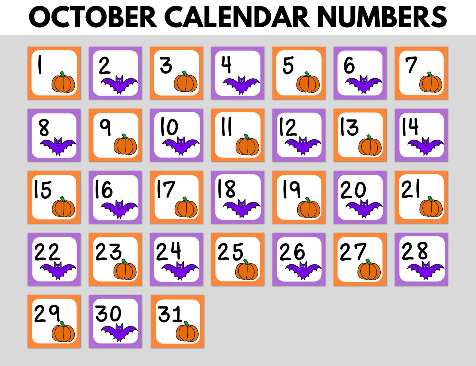 3 Month Printable Calendar Numbers BUNDLE in AB Pattern (august ...
