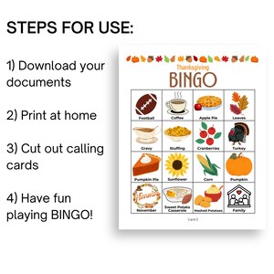 Printable Thanksgiving BINGO Set - Etsy