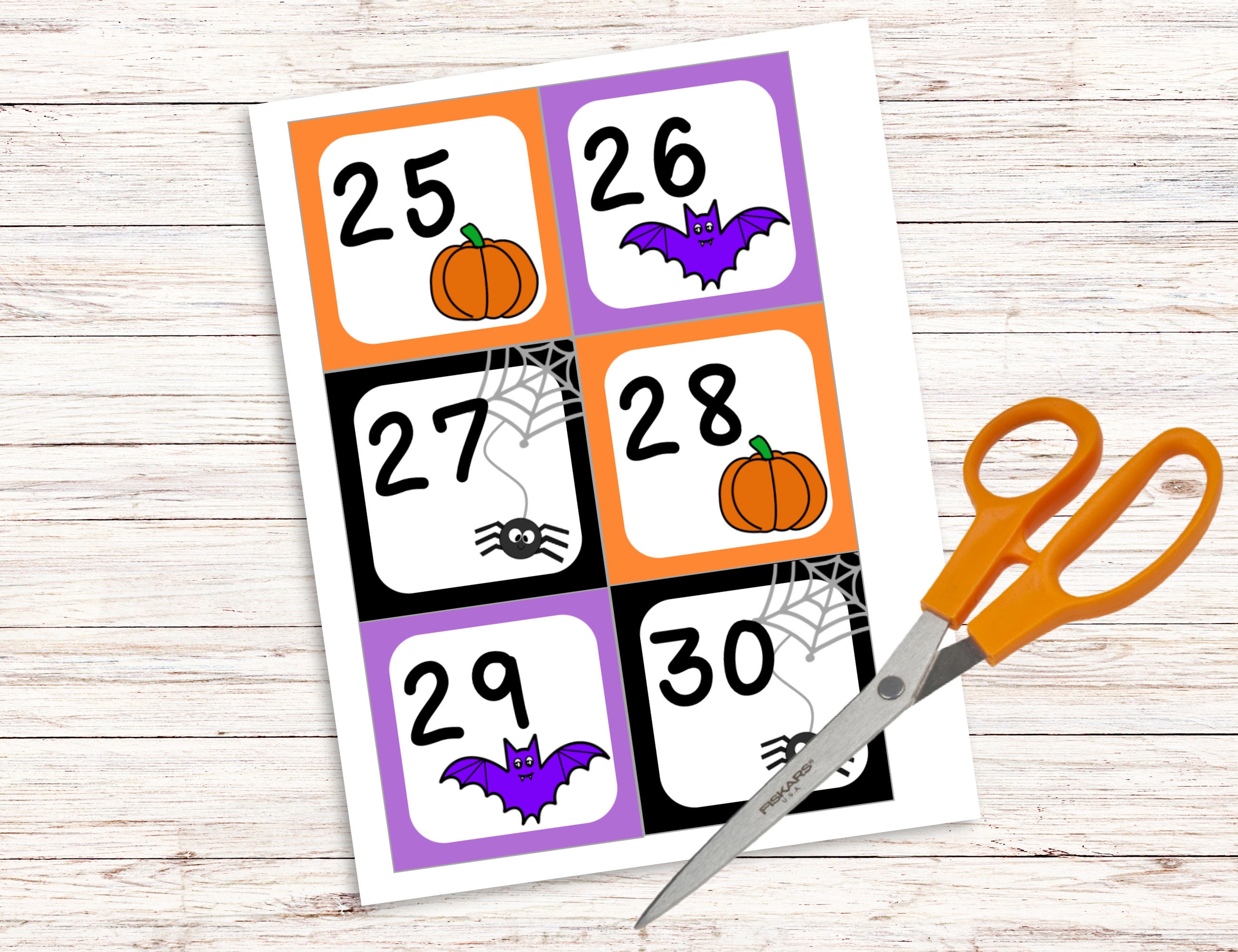 October Calendar Numbers in ABC Pattern - Etsy