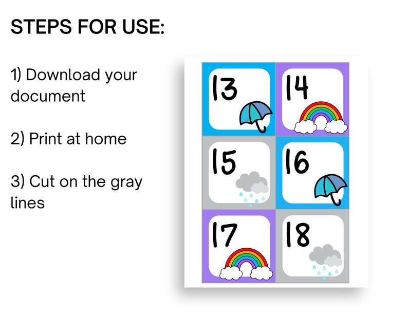 April Calendar Numbers in ABC Pattern - Etsy