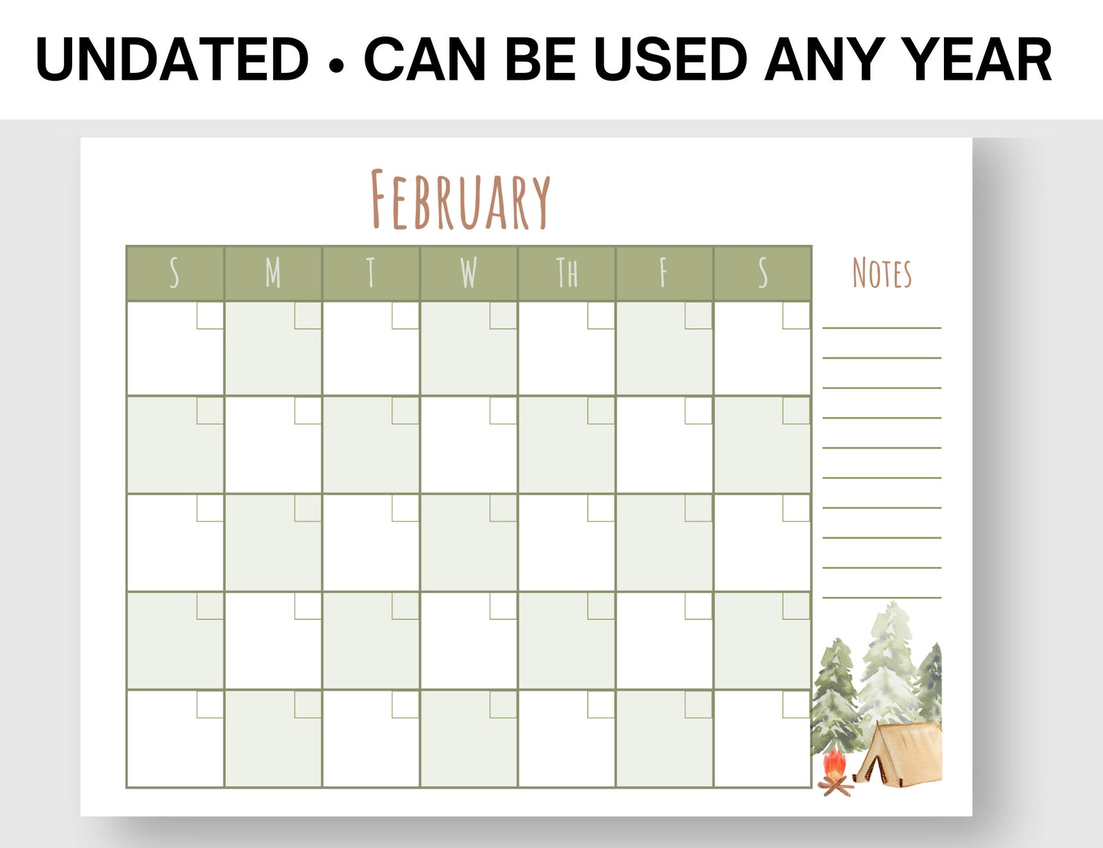 Baby's First Year Calendar Printable (camping Woodland Animals) - Etsy