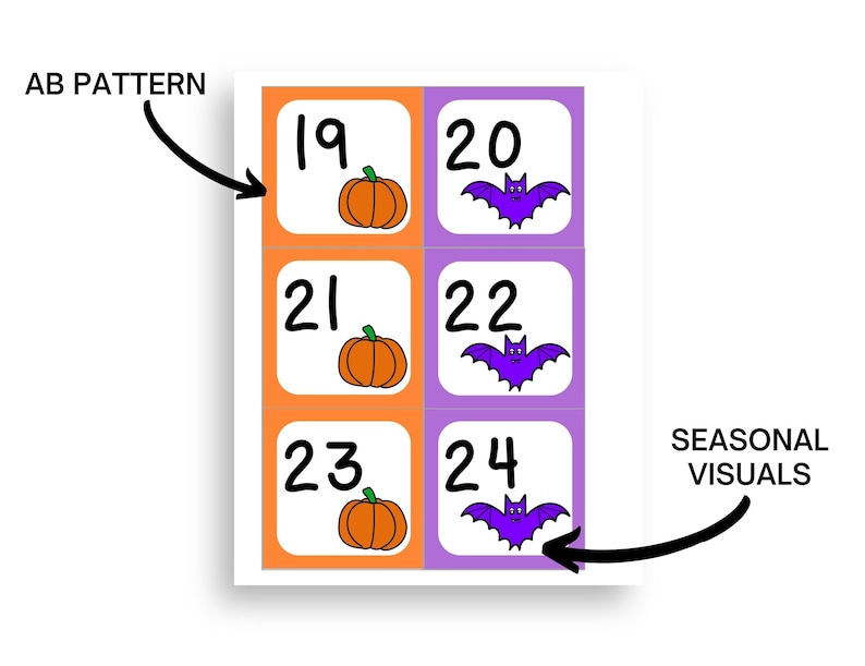 12 Month Calendar Numbers BUNDLE - Printable - AB Pattern - Full Year ...