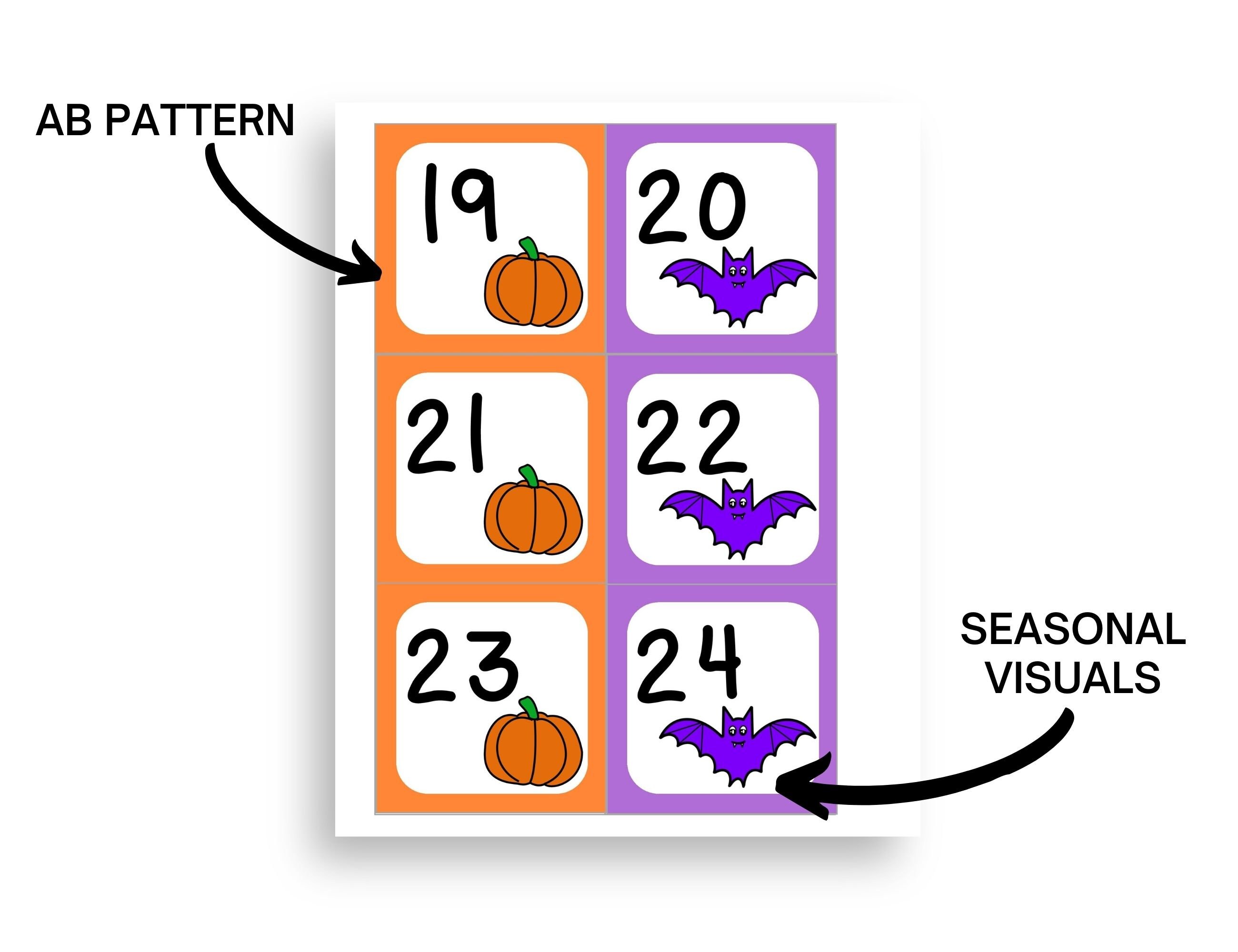 12 Month Calendar Numbers BUNDLE - Printable - AB Pattern - Full Year ...