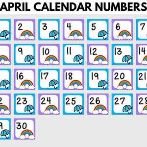 3 Month BUNDLE Calendar Numbers in AB Pattern (february, March, April ...