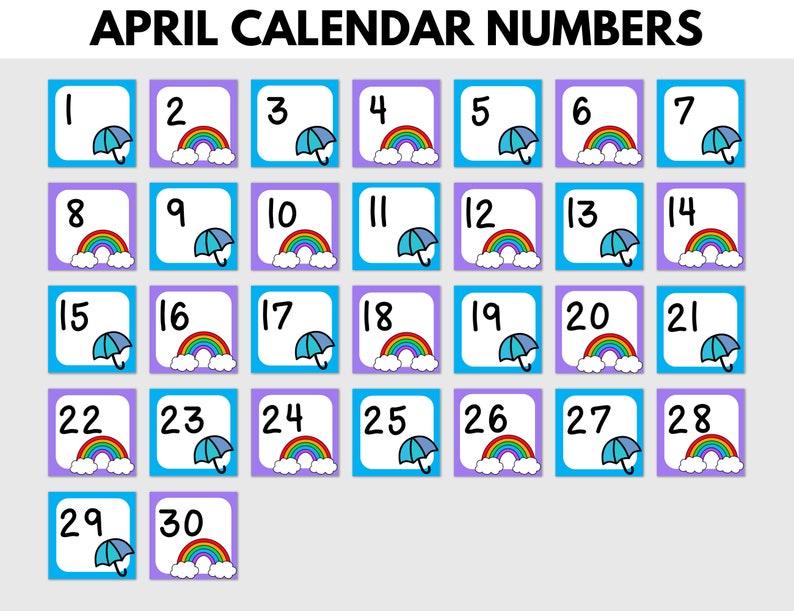 3 Month BUNDLE Calendar Numbers in AB Pattern (february, March, April ...