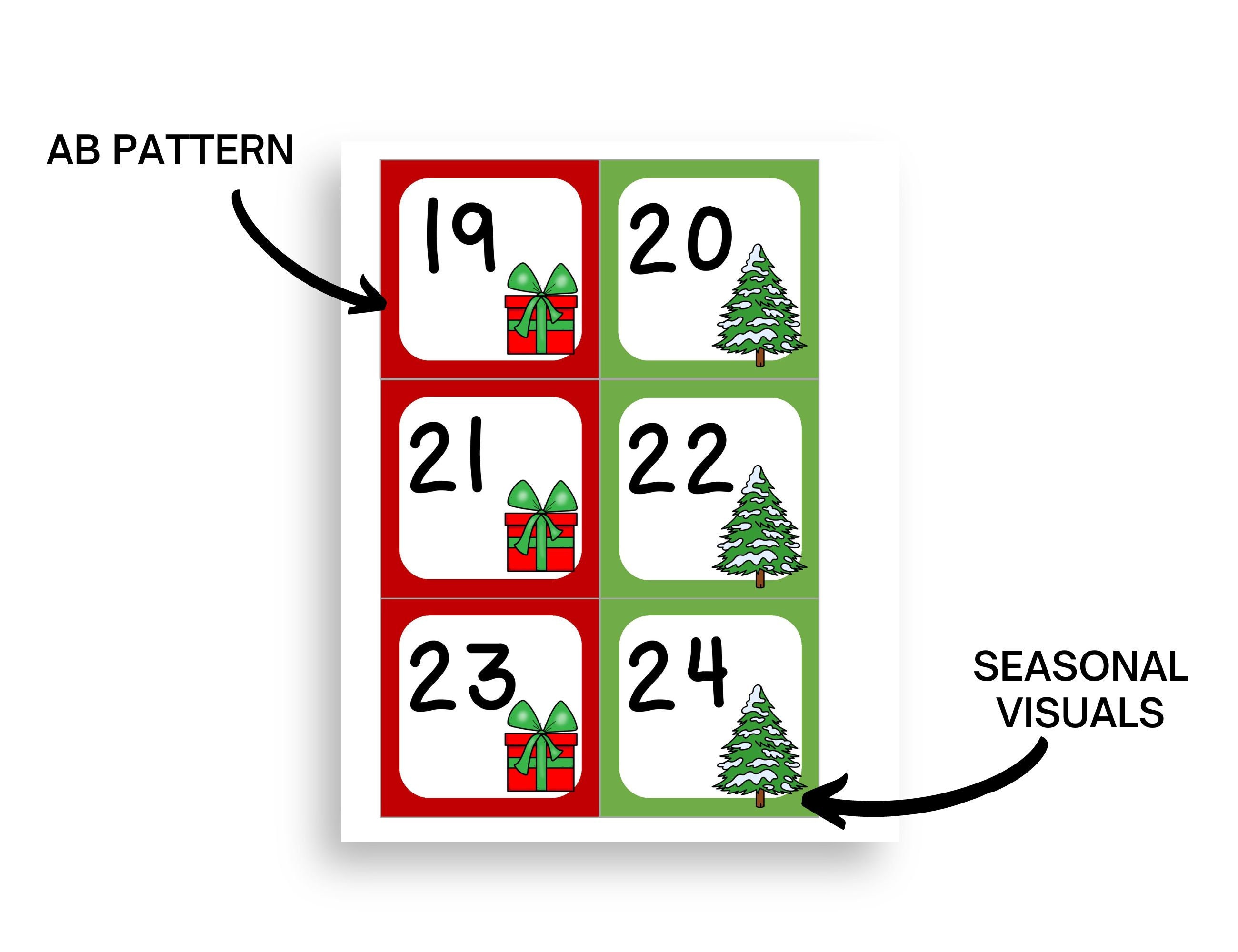 December Calendar Numbers in AB Pattern - Etsy