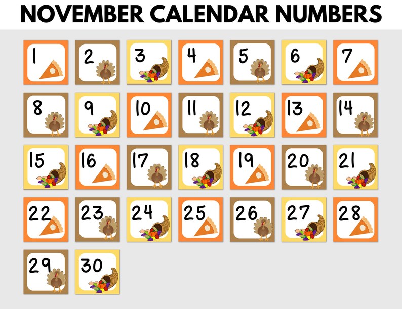 3 Month Printable Calendar Numbers BUNDLE in ABC Pattern (november ...