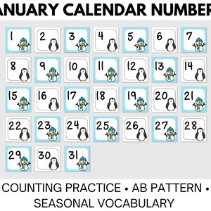 January Calendar Numbers in AB Pattern - Etsy