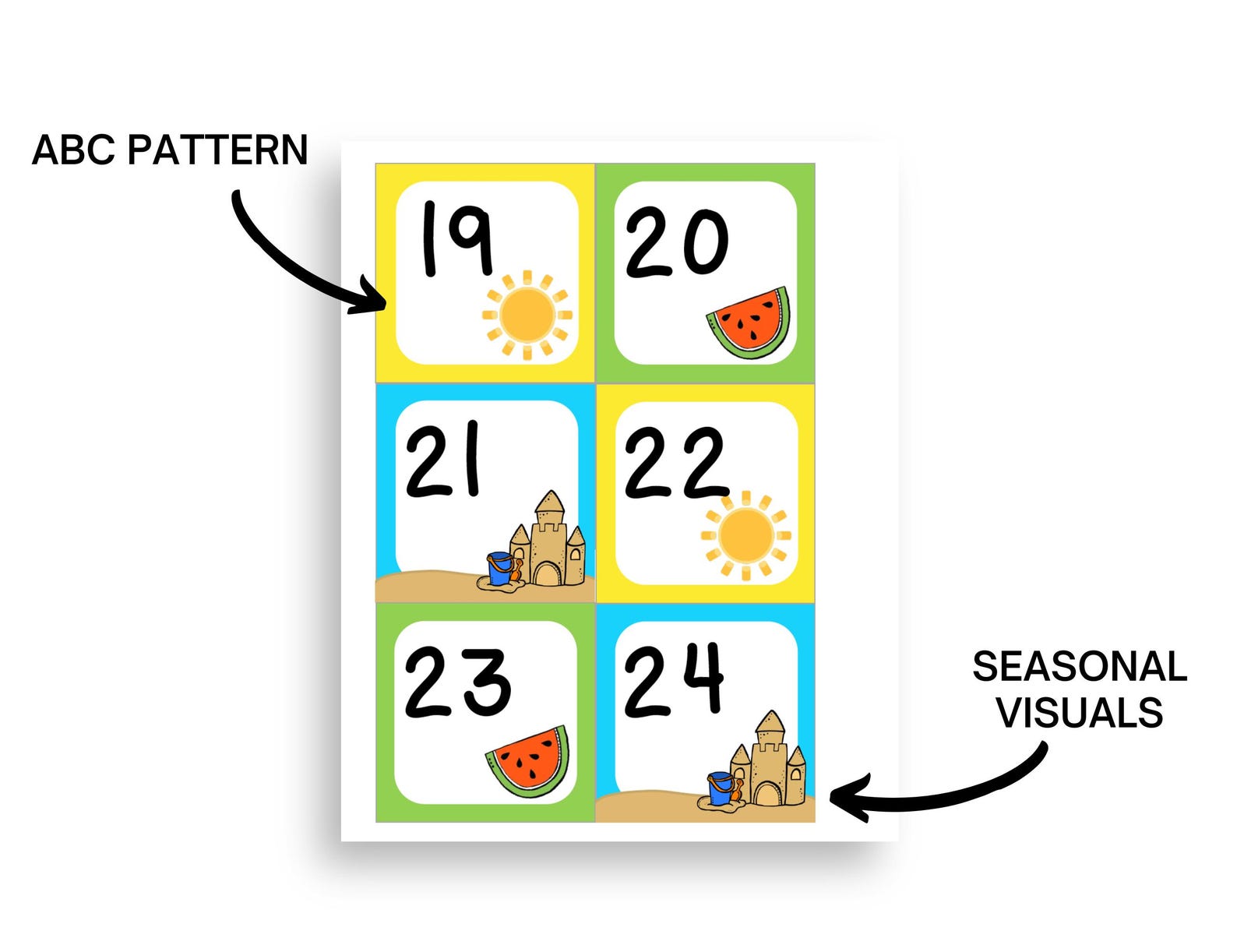 June Calendar Numbers in ABC Pattern - Etsy
