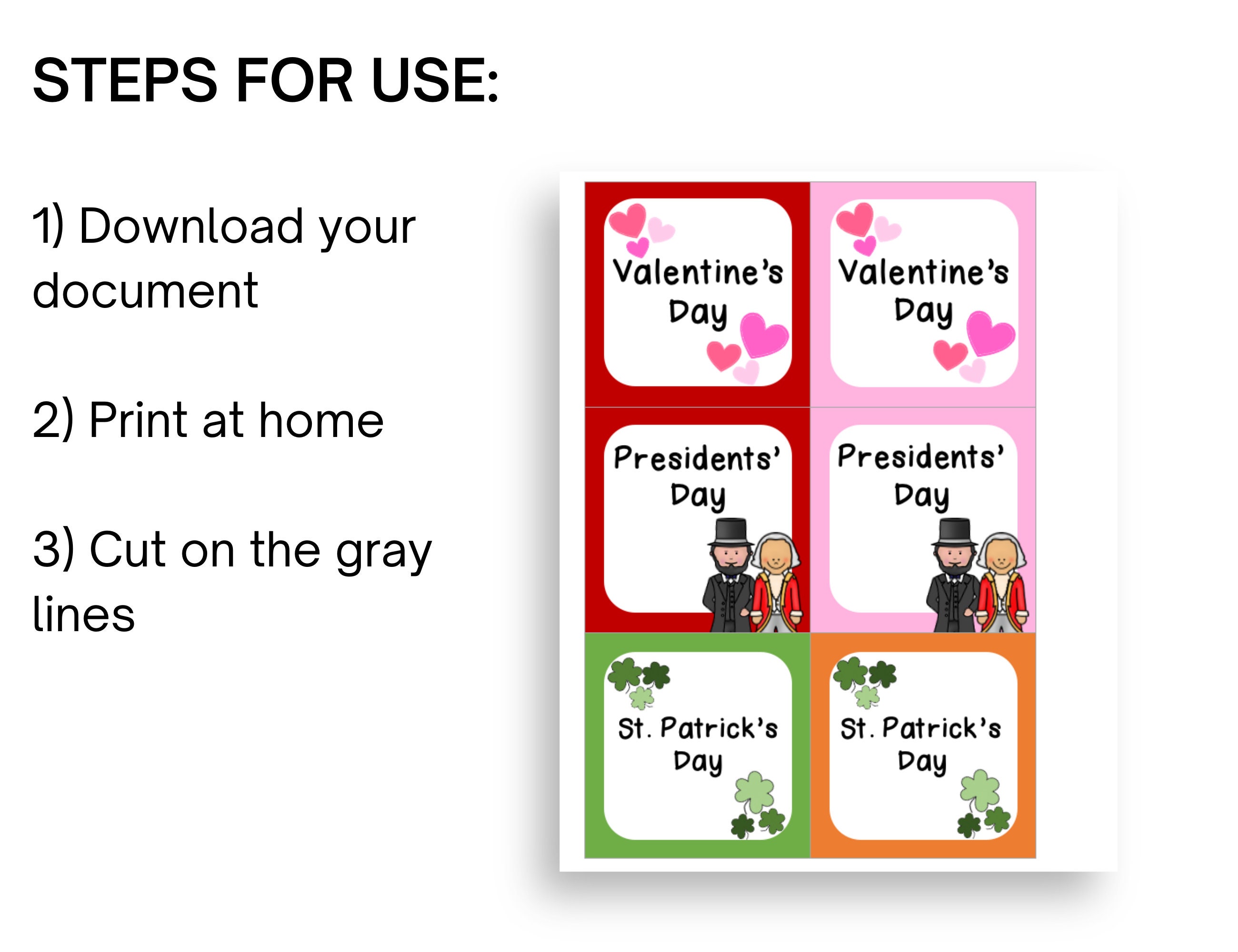 Holiday Calendar Cards- Printable - Pocket Chart - Full Year - Etsy