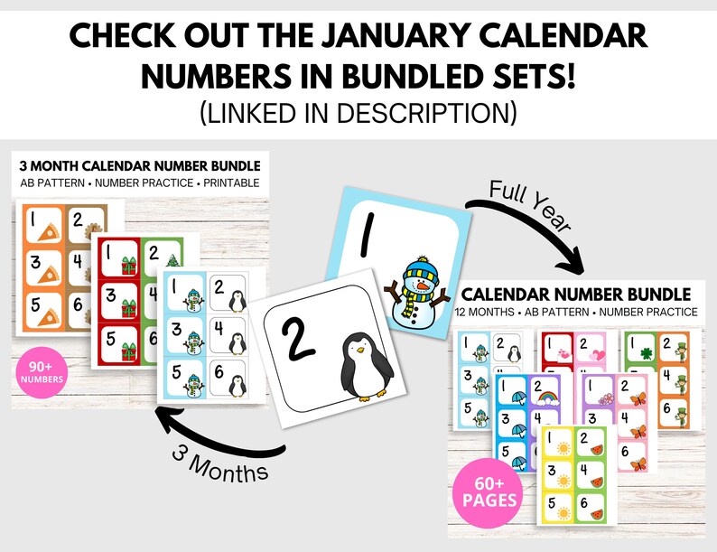 January Calendar Numbers in AB Pattern - Etsy