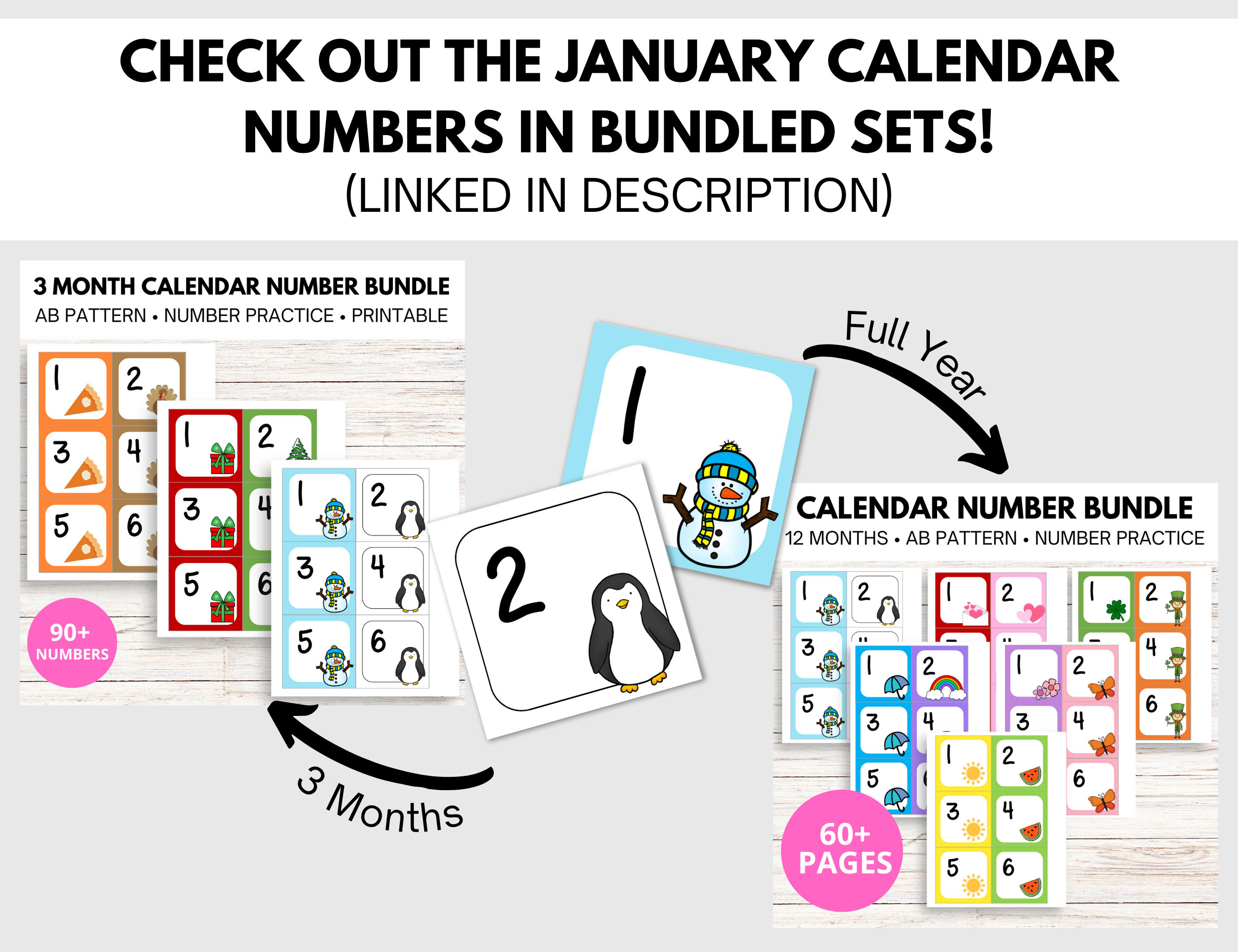 January Calendar Numbers in AB Pattern - Etsy