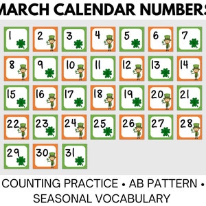 March Calendar Numbers in AB Pattern - Etsy
