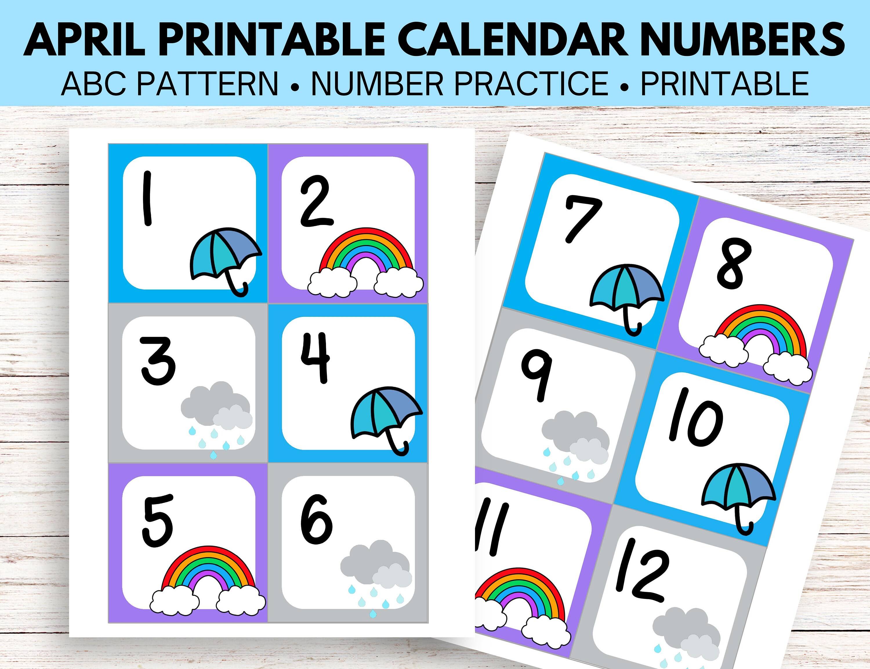 April Calendar Numbers in ABC Pattern - Etsy