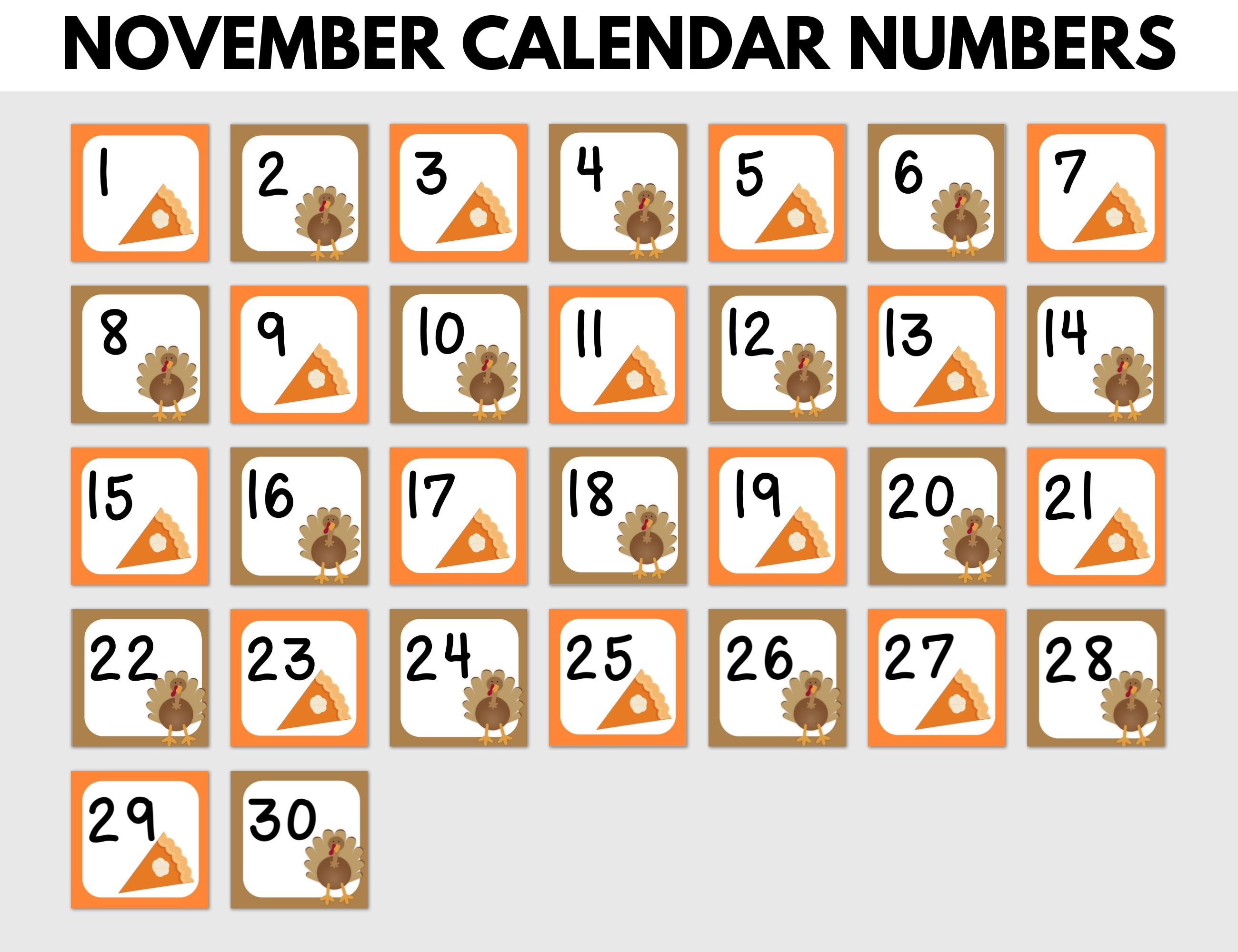 3 Month Printable Calendar Numbers BUNDLE in AB Pattern (november ...