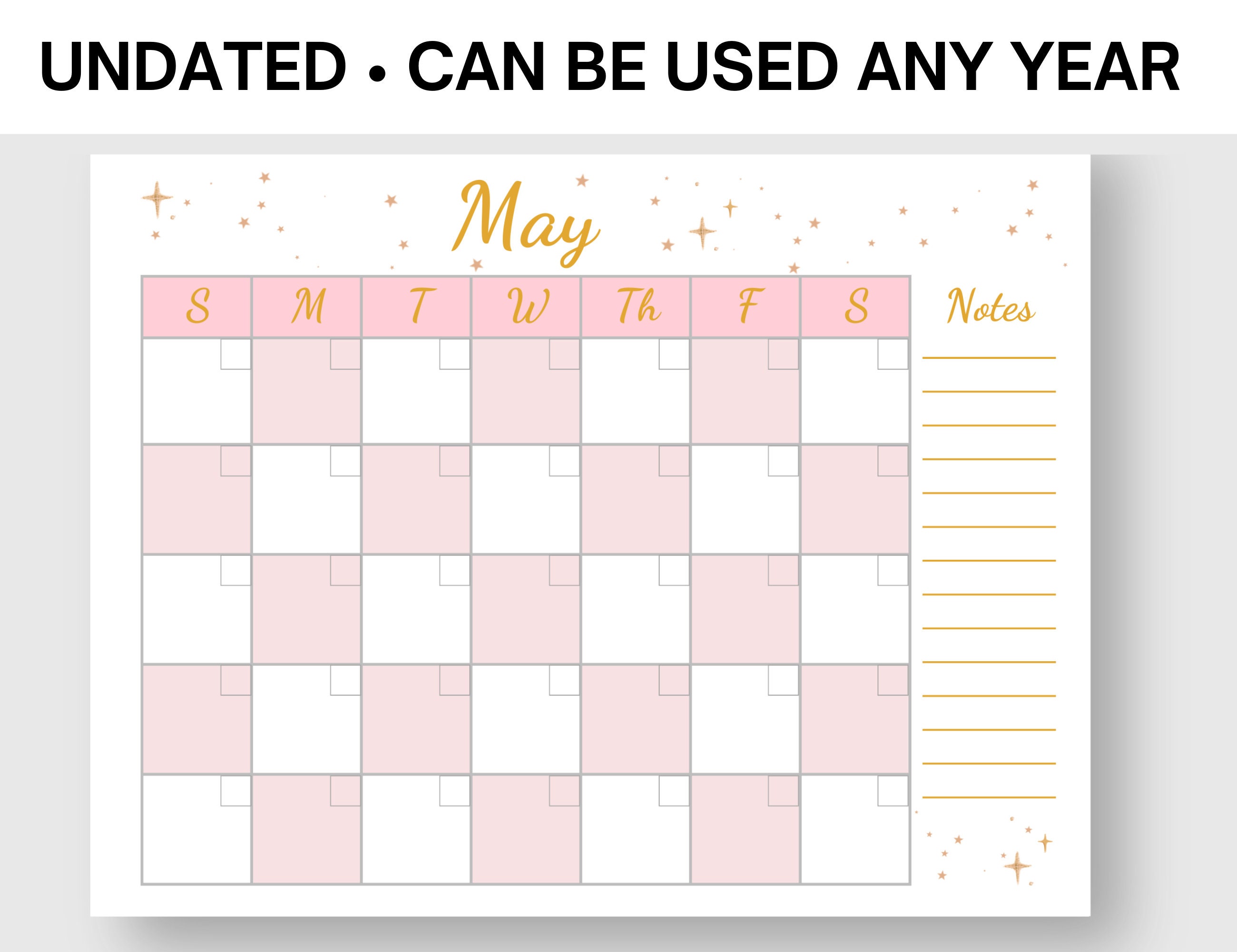 Baby's First Year Digital Printable Calendar (pink Stars) - Etsy