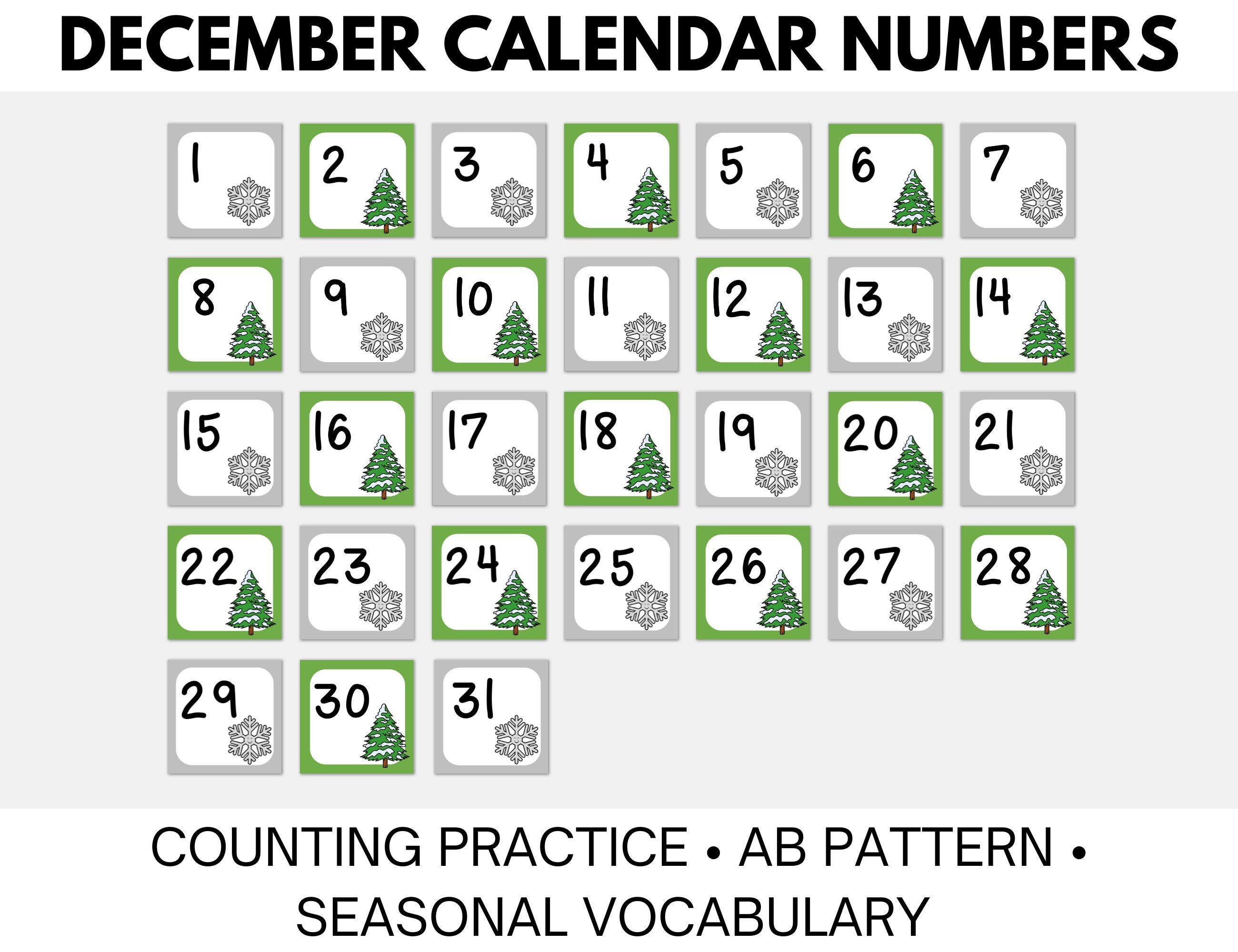 December Calendar Numbers in AB Pattern - Etsy