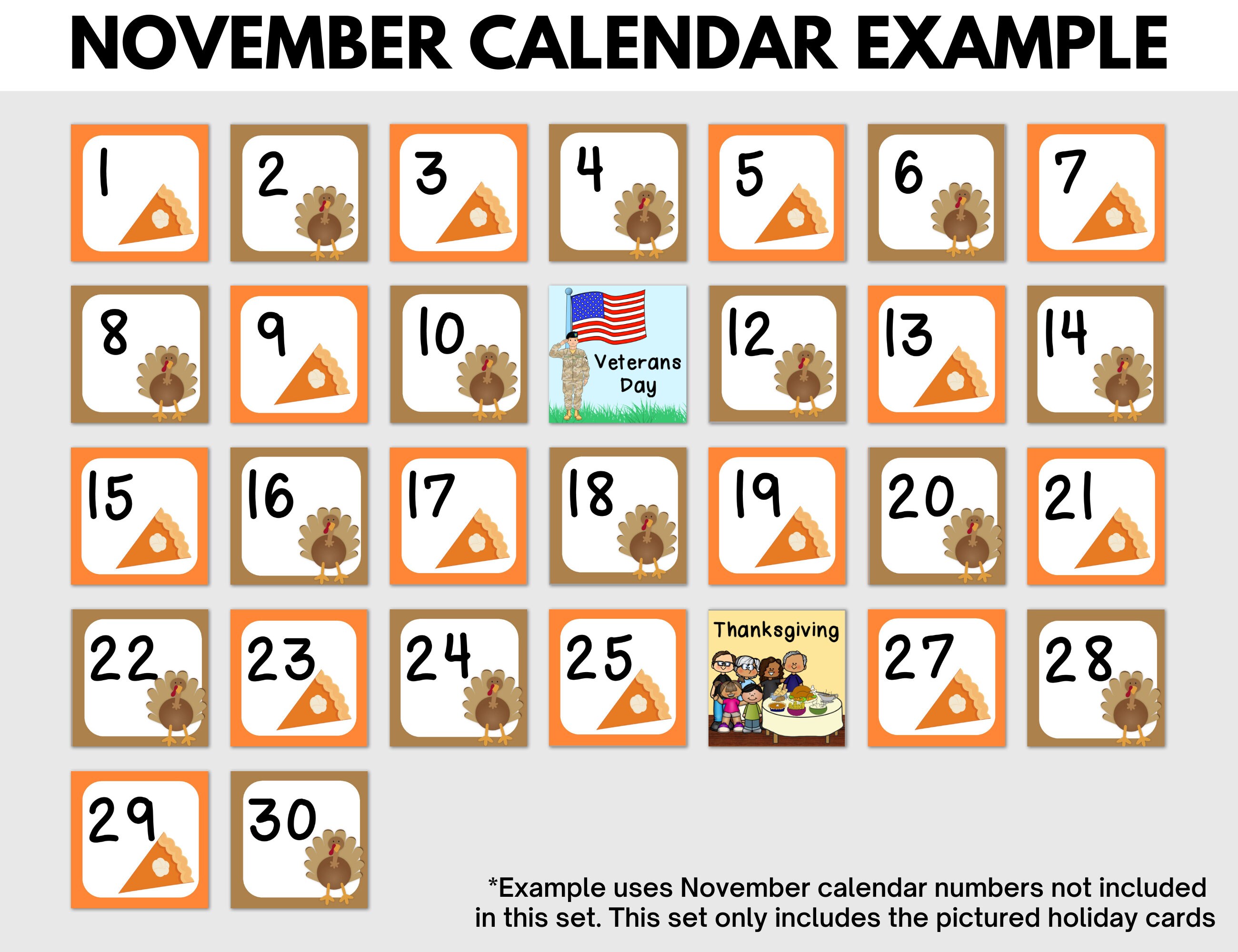 Holiday Calendar Cards- Printable - Pocket Chart - Full Year - Etsy