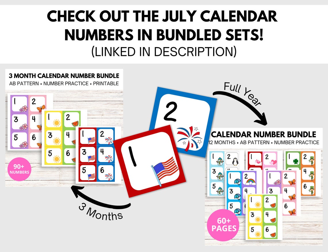 July Calendar Numbers in AB Pattern - Etsy