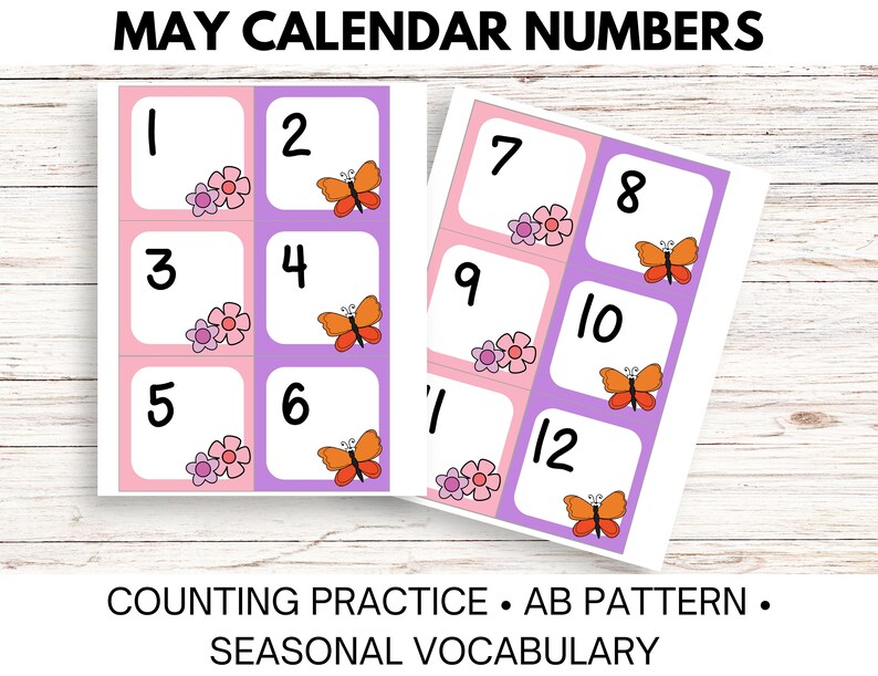 May Calendar Numbers in AB Pattern | Etsy