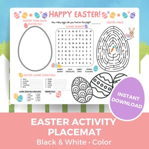 Easter Activity Placemat Printable - Etsy