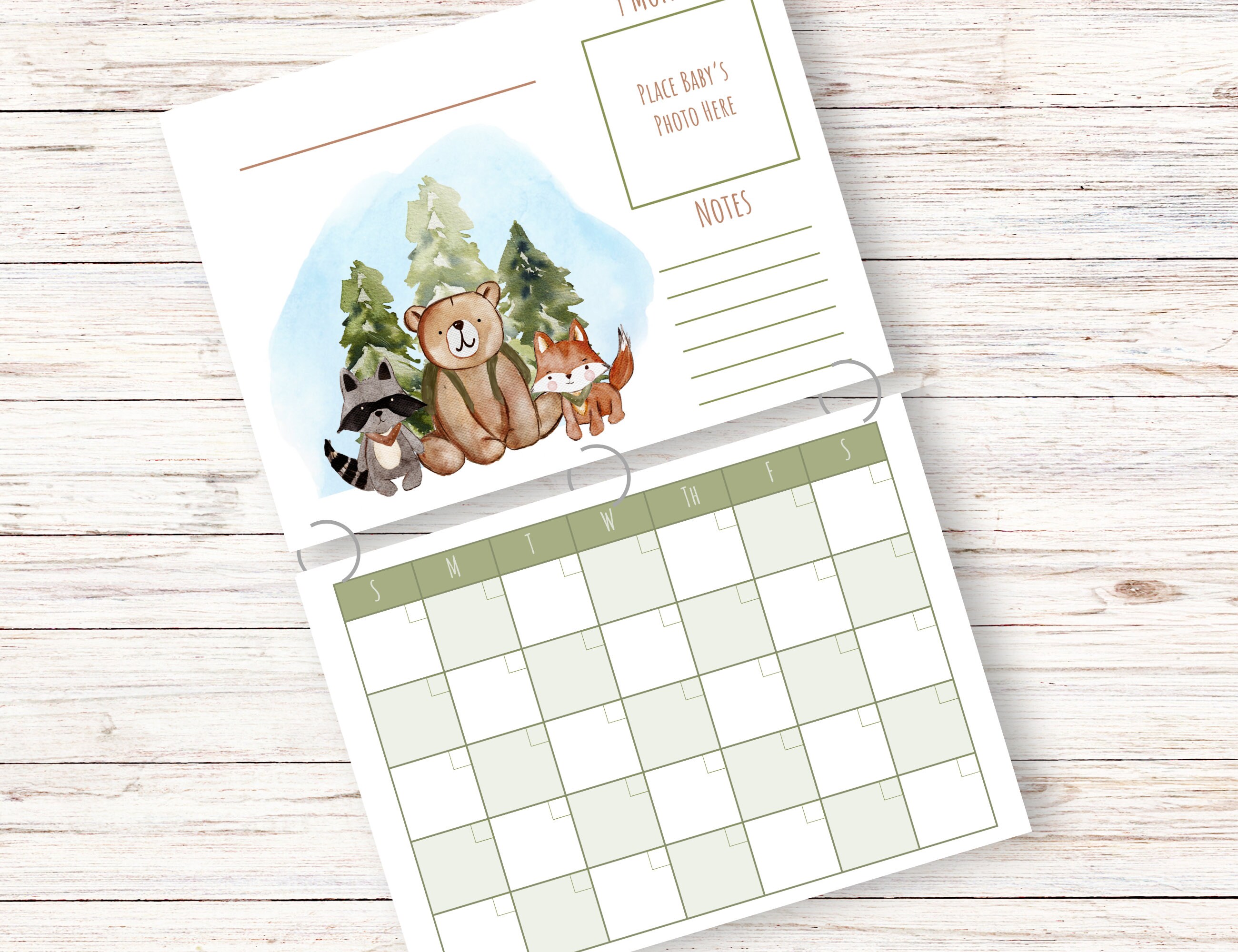 PRINTED Baby's First Year Calendar Version 2 camping - Etsy