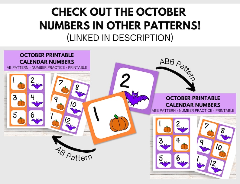 October Calendar Numbers in ABC Pattern - Etsy