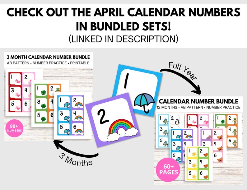 April Calendar Numbers in AB Pattern - Etsy