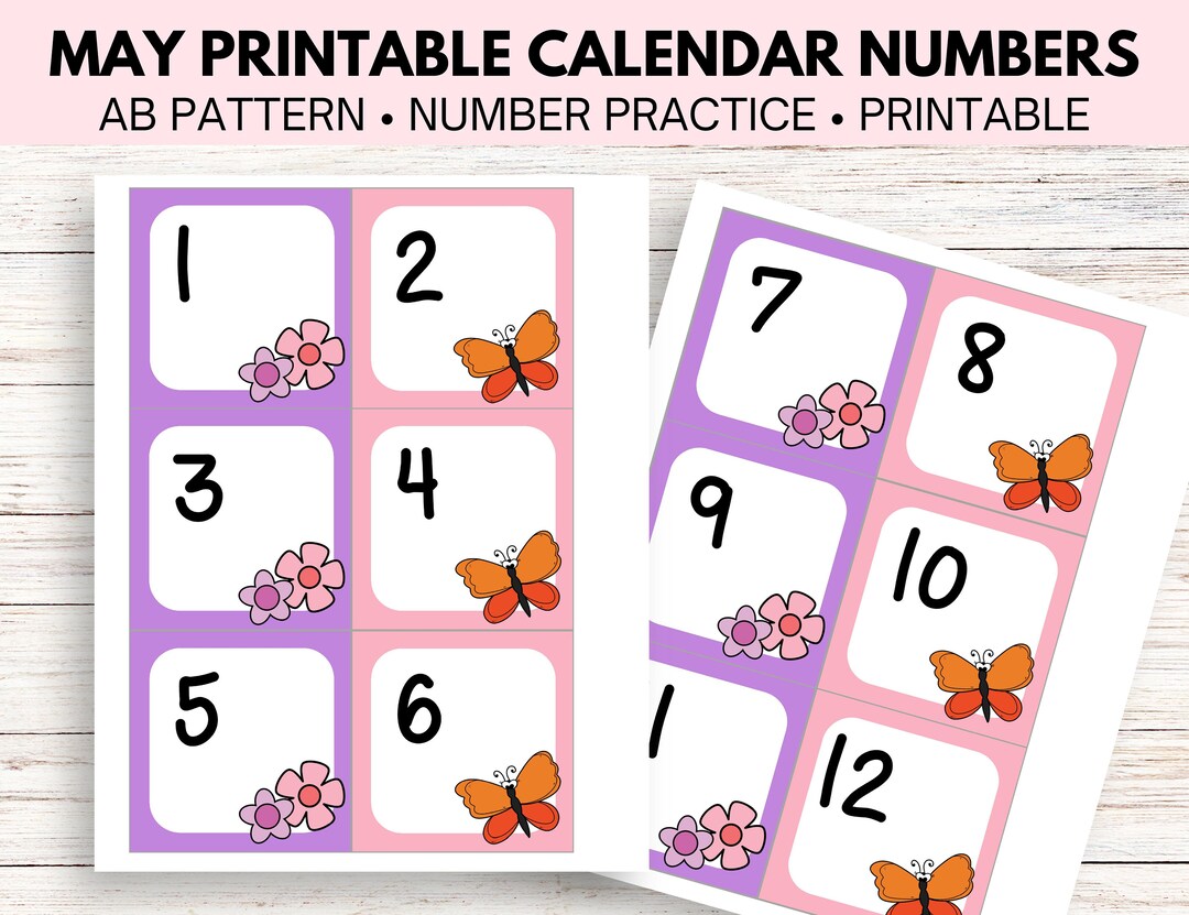 May Calendar Numbers in AB Pattern - Etsy