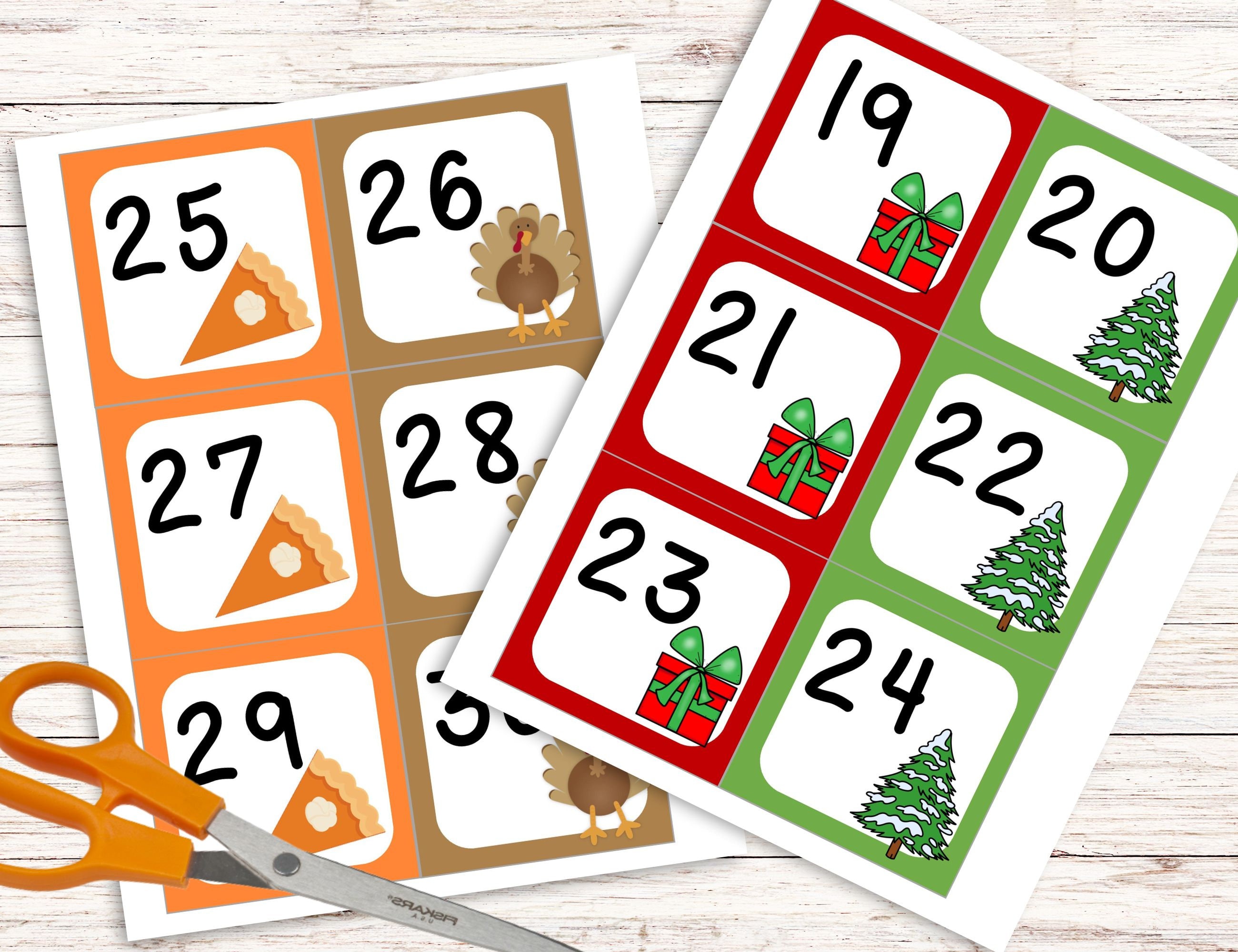 3 Month Printable Calendar Numbers BUNDLE in AB Pattern (november ...