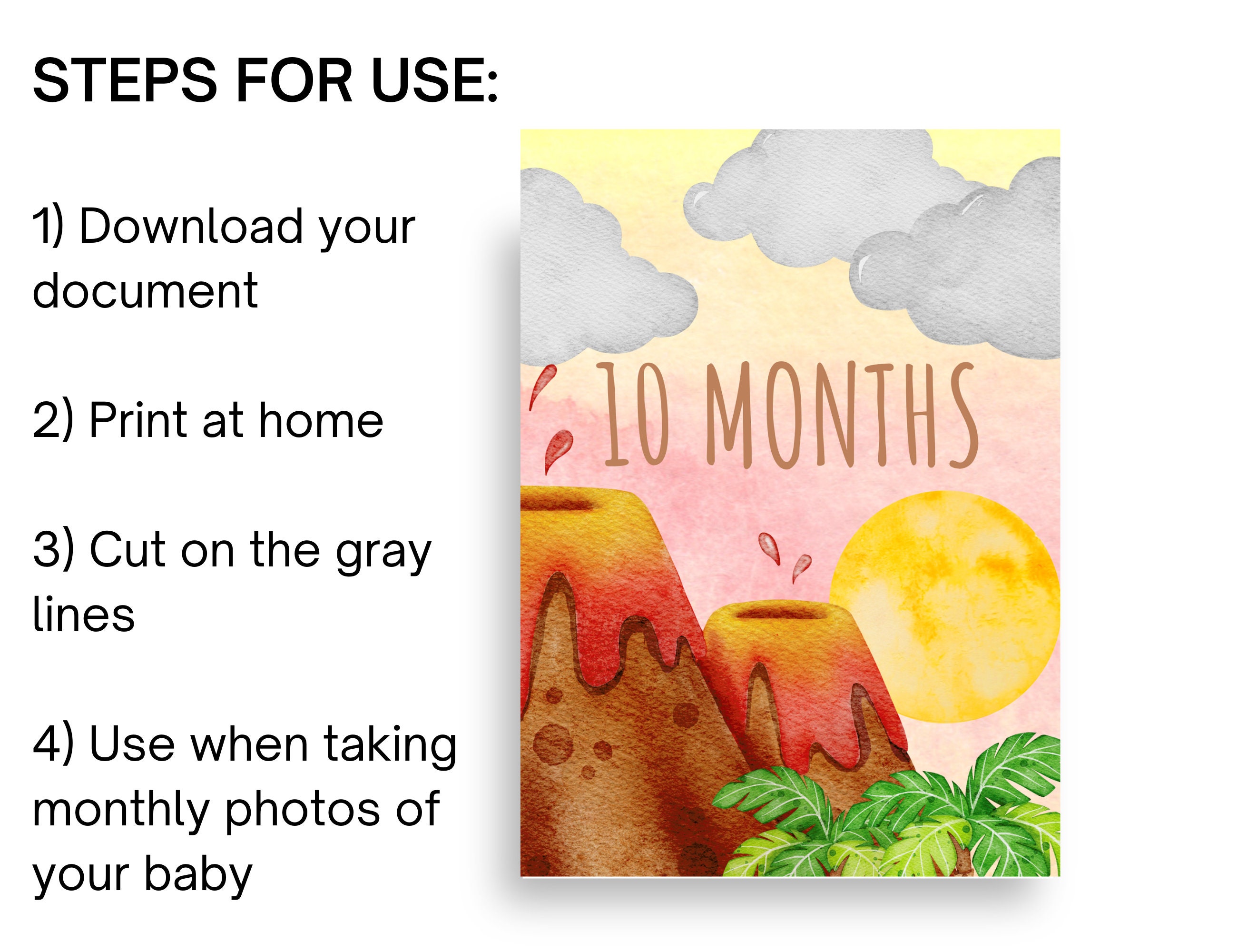 Baby Monthly Milestone Digital Printable Cards (dinosaurs) - Etsy