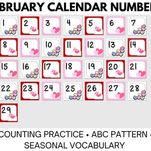 February Calendar Numbers in ABC Pattern - Etsy