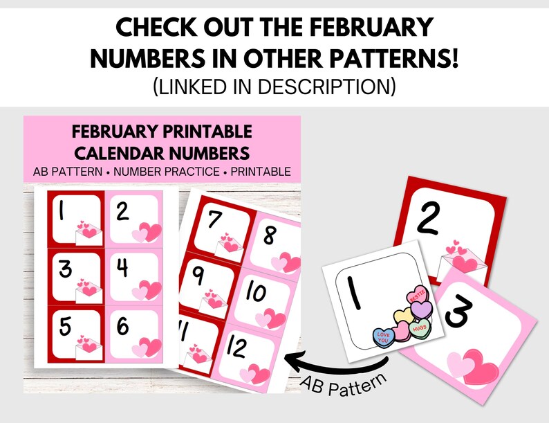 February Calendar Numbers in ABC Pattern - Etsy